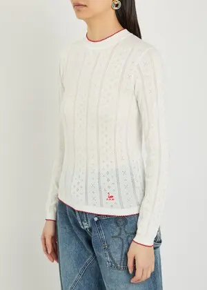 B.B. WALLACE Nauman Pointelle-knit Cotton Top