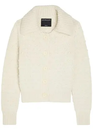 B.B. WALLACE Bourgeois Bobble-knit Wool-blend Cardigan - Cream