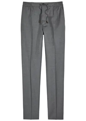 SLOWEAR Drawstring Tapered-leg Wool Trousers - Charcoal