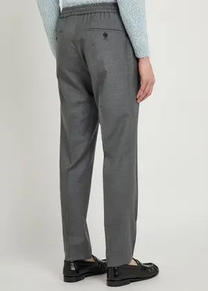 SLOWEAR Drawstring Tapered-leg Wool Trousers - Charcoal