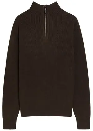 TOD'S Ribbed Half-zip Silk And Cotton-blend Jumper