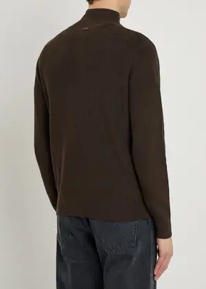 TOD'S Ribbed Half-zip Silk And Cotton-blend Jumper