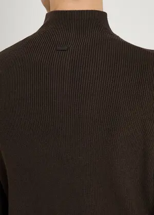 TOD'S Ribbed Half-zip Silk And Cotton-blend Jumper
