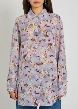 Balmain Floral-print Silk Shirt