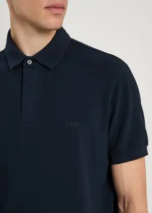 TOD'S Logo-embroidered Piqué Cotton Polo Shirt - Blue