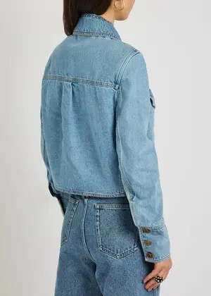 Balmain Cropped Denim Jacket - Light Blue