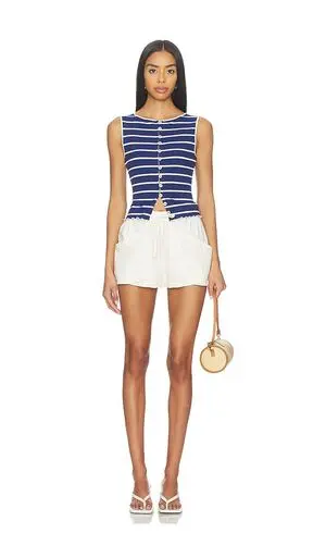 Free People Tilly Striped Ribbed Vest - Navy Combo