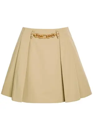 Balmain Embellished Pleated Cotton Mini Skirt