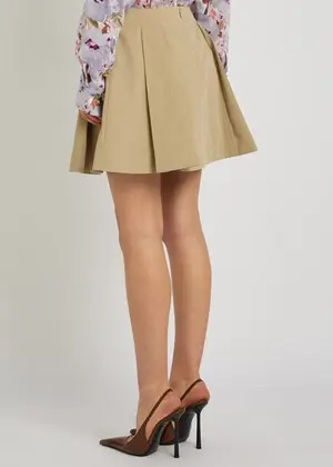 Balmain Embellished Pleated Cotton Mini Skirt