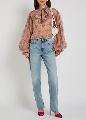 Dolce & Gabbana Floral-print Silk Blouse - Light Pink