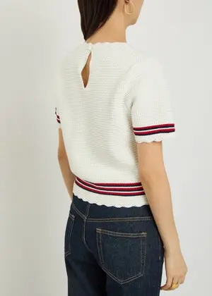 B.B. WALLACE Striped-trim Cotton-knit T-shirt