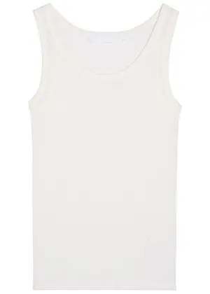 MOTHER The Runner Up Ribbed Cotton Tank - White