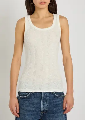 MOTHER The Runner Up Ribbed Cotton Tank - White