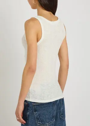 MOTHER The Runner Up Ribbed Cotton Tank - White