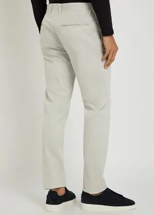 SLOWEAR Slim-leg Stretch-cotton Trousers - Light Grey