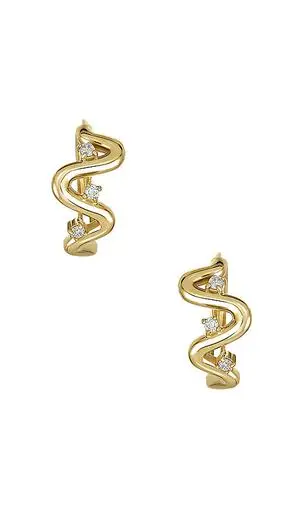 STONE AND STRAND Harbor Lights Huggie Earrings - 10k Yellow Gold & White Diamond