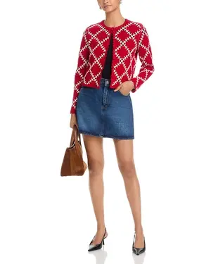 FRAME Crochet Diamond Cardigan Sweater