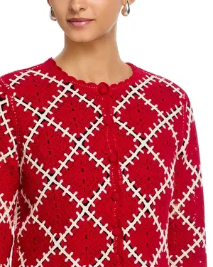 FRAME Crochet Diamond Cardigan Sweater