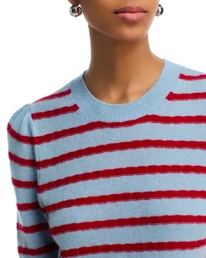 FRAME The Striped Pointelle Sweater - Ocean Blue