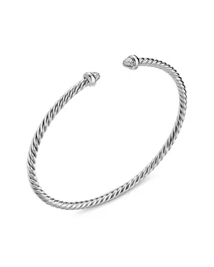David Yurman Micro Cable Bracelet With Diamonds - Silver