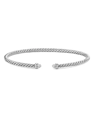 David Yurman Micro Cable Bracelet With Diamonds - Silver