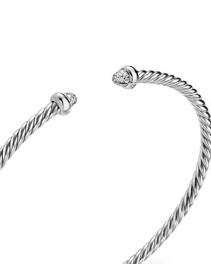David Yurman Micro Cable Bracelet With Diamonds - Silver