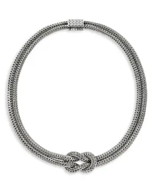 John Hardy Sterling Love Knot Double Strand Chain Necklace