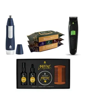 PURSONIC Full-range Grooming: 4-piece Beard Care Set - Black