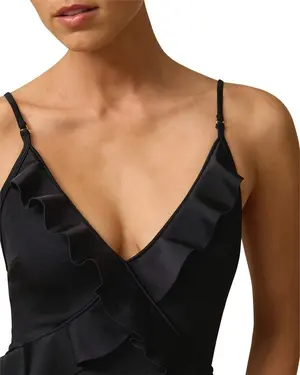 MONTE & LOU Lustre Frill Wrap One Piece Swimsuit