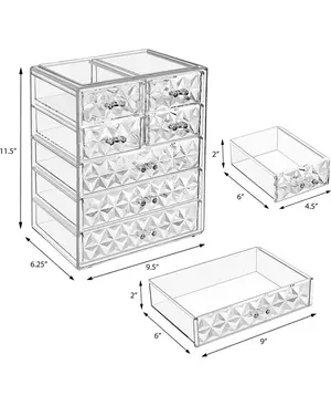 SORBUS 7 Drawer Acrylic Makeup Organizer Case For Cosmetics - Diamond