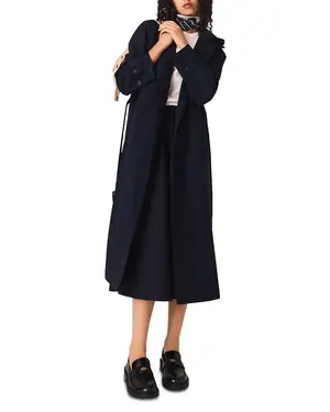 Maje Removable Rhinestone Hood Trench Coat