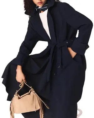 Maje Removable Rhinestone Hood Trench Coat