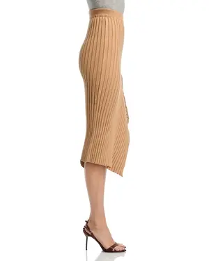 Stella McCartney Ribbed Cotton Skirt With Asymmetrical Hem - Caramel