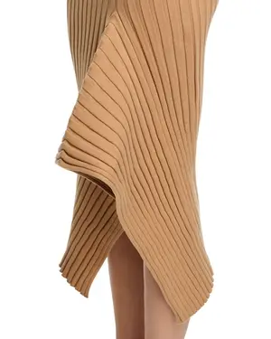 Stella McCartney Ribbed Cotton Skirt With Asymmetrical Hem - Caramel