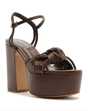 Schutz Chocolate Platform Block Heel Sandals