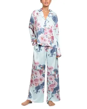 MIDNIGHT BAKERY Satin Pajama Set - Blue