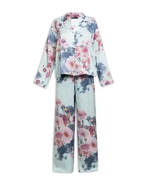 MIDNIGHT BAKERY Satin Pajama Set - Blue