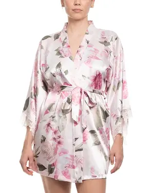 IN BLOOM BY JONQUIL Satin Wrapper Robe - Rosewater