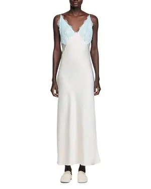 Sandro Tess Lace Trim Dress