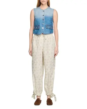 Sandro Cropped Denim Vest