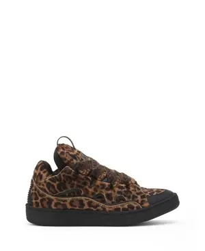 LANVIN Curb Sneakers In Leopard Print Pony Leather - Beige/black.