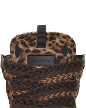 LANVIN Curb Sneakers In Leopard Print Pony Leather - Beige/black.