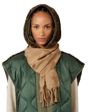 Max Mara Wkapaggio Fringed Wool Scarf - Beige