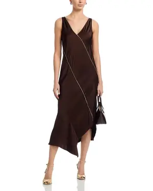 JIL SANDER Sleeveless Asymmetric Midi Dress