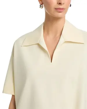 JIL SANDER Short Sleeve Cropped Polo Top - Chalk