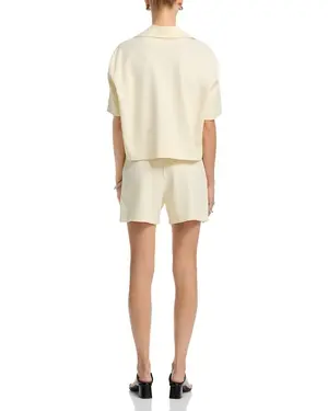 JIL SANDER Short Sleeve Cropped Polo Top - Chalk