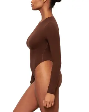 SKIMS Everyday Crewneck Long Sleeve Bodysuit - Cocoa