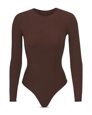 SKIMS Everyday Crewneck Long Sleeve Bodysuit - Cocoa