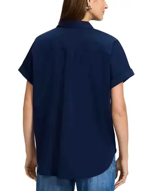 Foxcroft Abigail Short Sleeve Stretch Top - Navy