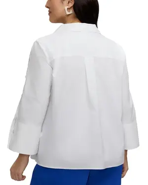 Foxcroft Lainey 3/4 Sleeve Popover Blouse - White